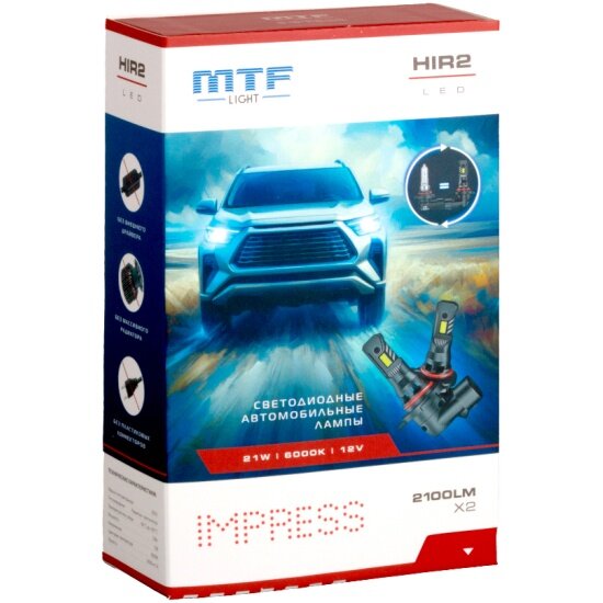 Светодиодные лампы Mtf Light серия IMPRESS, HIR2(9012), 12V, 21W, 2100LM, 6000K,(штатн. разм.), к-т.
