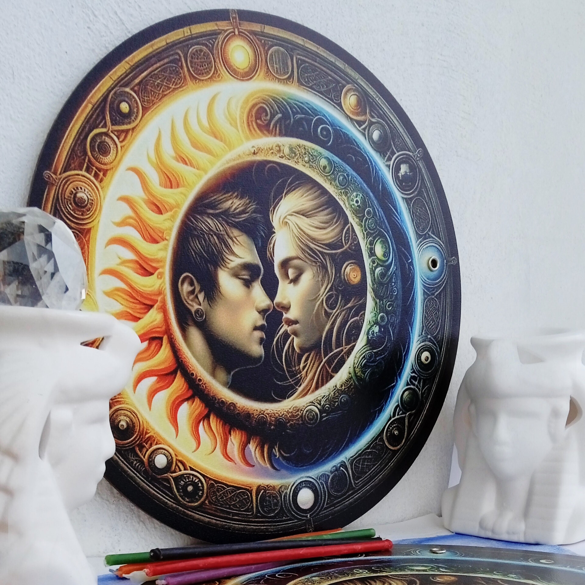 Алтарь Небесный Союз, магический круглый 27 см со свечами