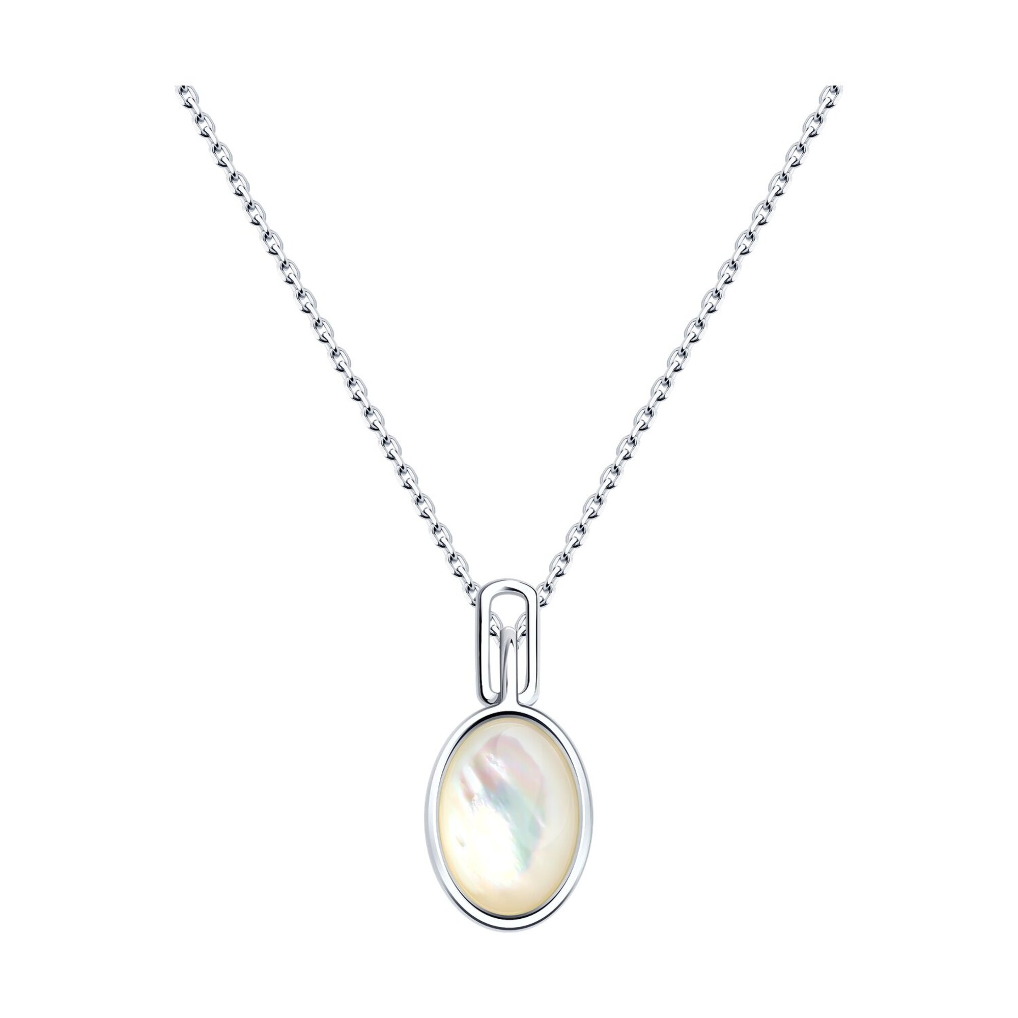 Колье, серебро, 925 проба, родирование, перламутр