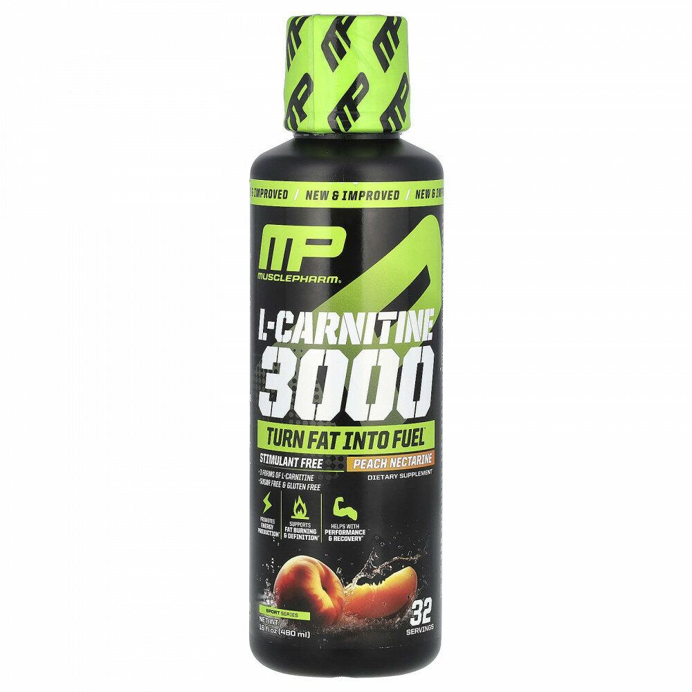 MusclePharm, L-карнитин 3000, персиковый нектарин, 3000 мг, 480 мл (16 жидк. унций)