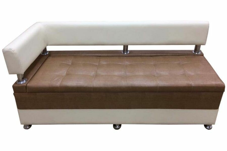 Диван для дома и офиса Парма с подлокотником 140x60х80 капучино/бежевая экокожа, левый