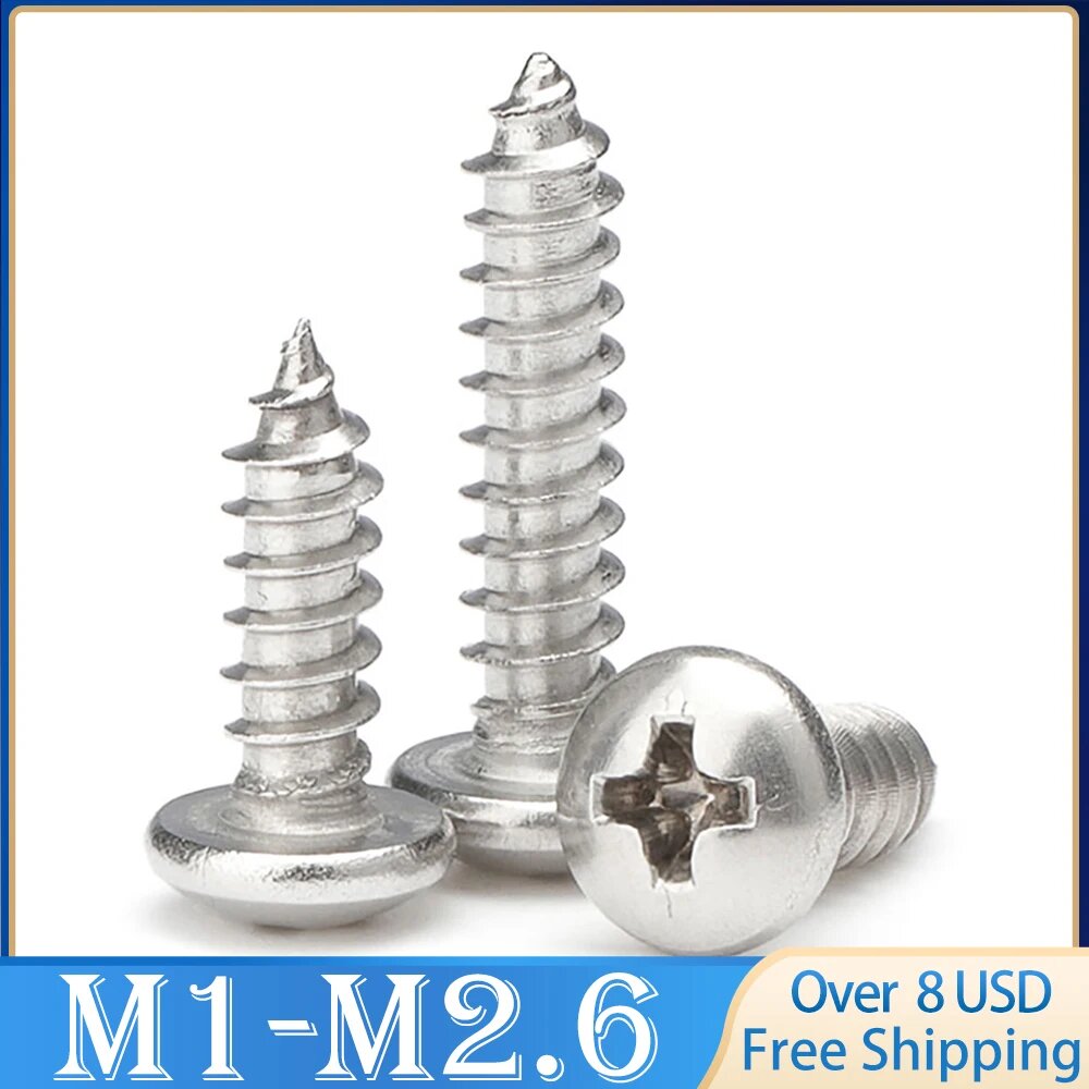 Саморезы из нержавеющей стали M1.2-M2.6 M1.4 x200pcs, 12mm