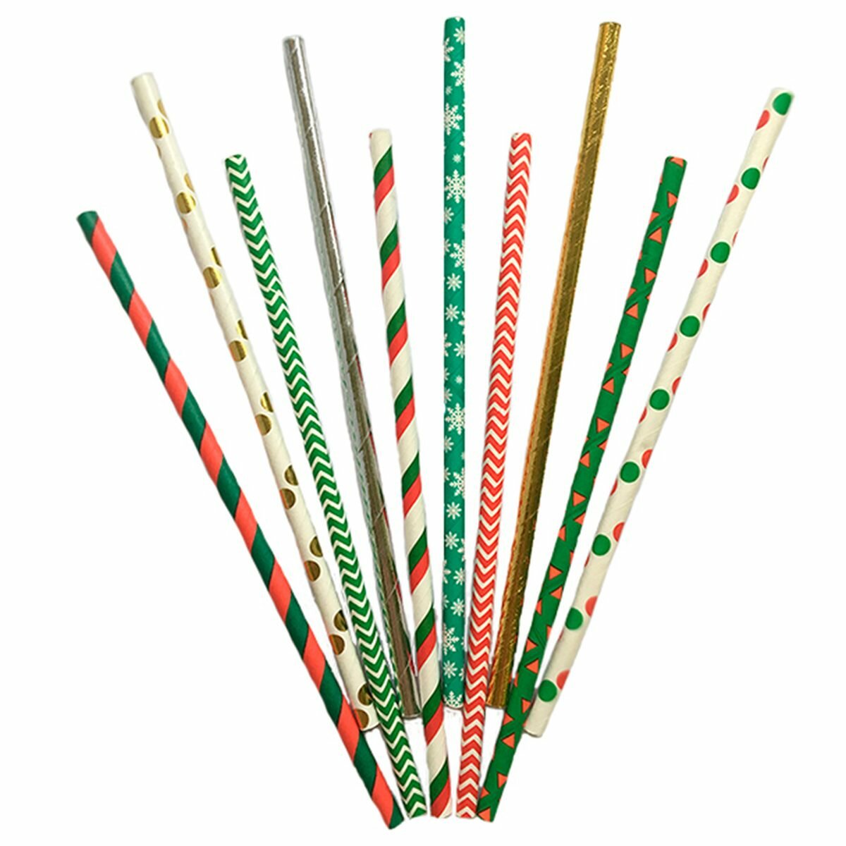 Трубочки для коктейля Пати Бум "Праздничное ассорти", бумажные, 10шт. (4690296047962)
