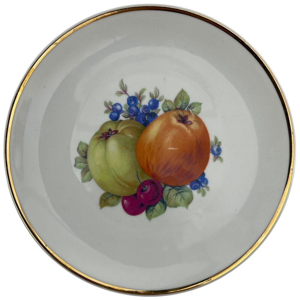 Тарелка "Фрукты. Яблоки", 19.5 см , фарфор, 1960-1965 гг, PMR Bavaria, Jaeger & C, Германия