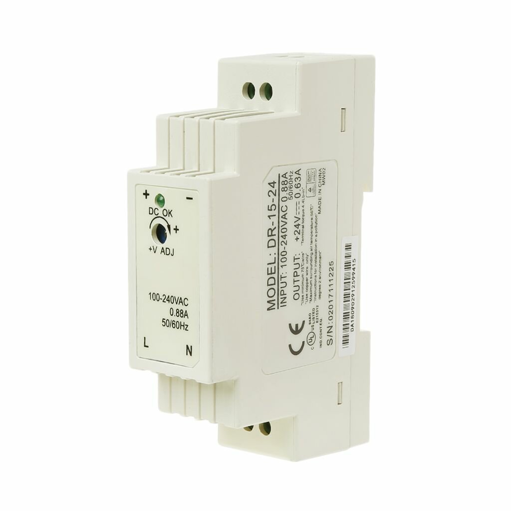 Комплект для подключения питания, Малый импульсный источник питания рельсового типа DR-15W-24В