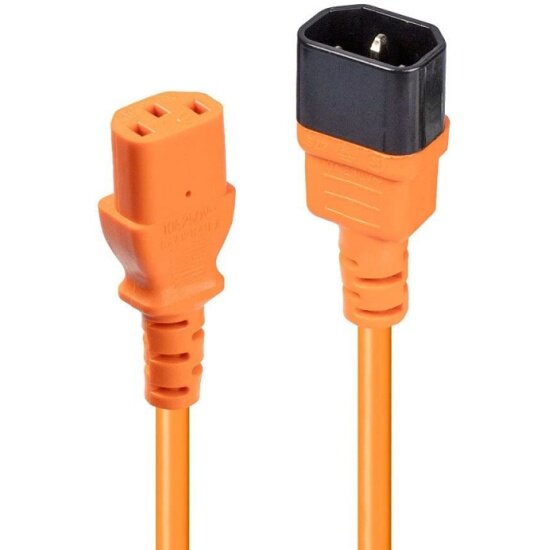 Кабель питания Filum FL-PC-C13/C14-C1-1.0-OR ПВС-АП 3x1.0 С13 - C14, 220/250В, 10А, оранжевый, 1м