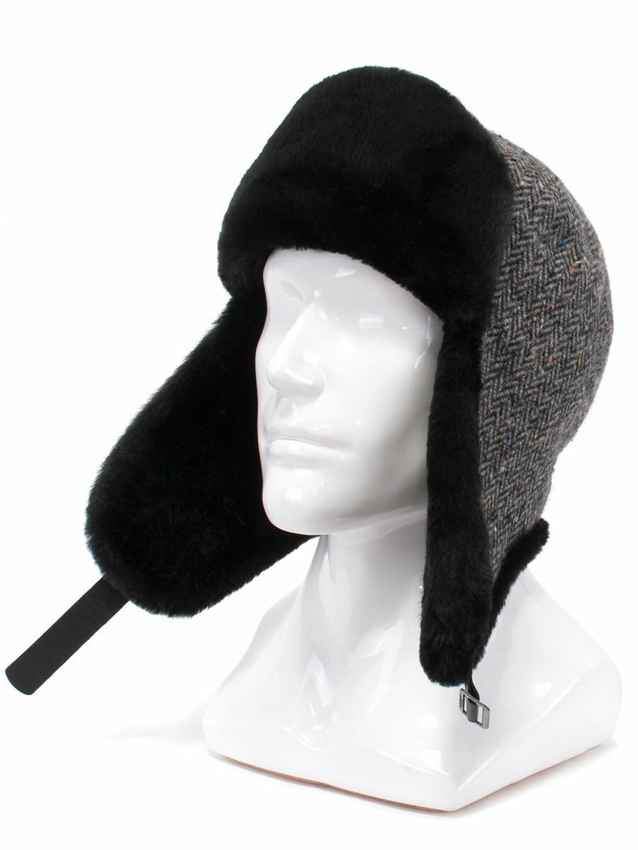 Шапка-ушанка ушанка из шерстяной ткани и меха для мужчин