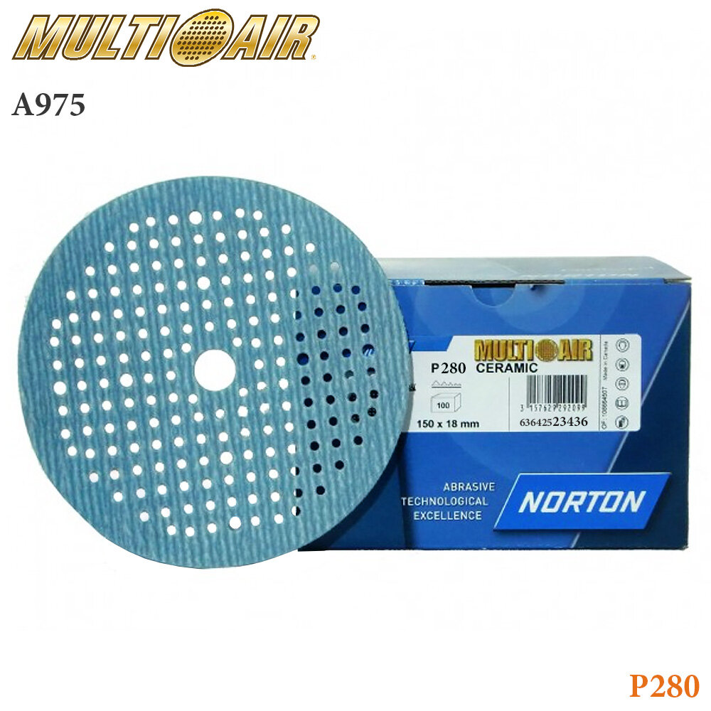 20шт - круг абразивный P 280 150мм 180 отверстий MULTI-AIR PLUS A975 NORTON