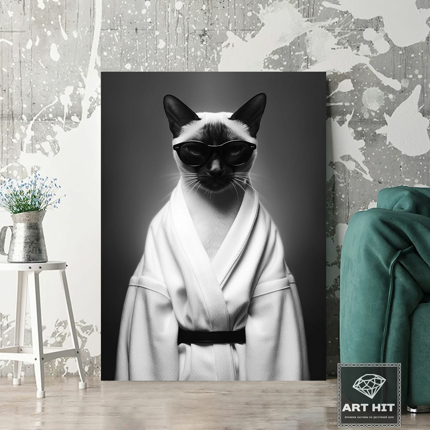 Картина кот в очках, 30х40 см.