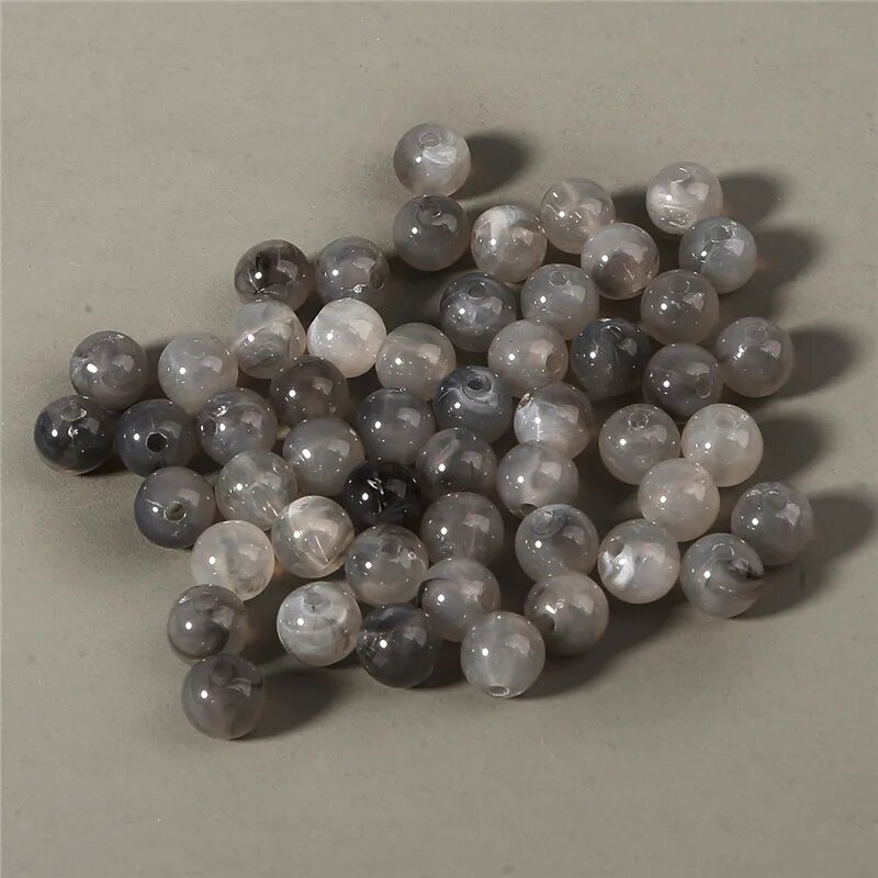 Бусины из камня 8 мм, светло-серые, 50 шт.