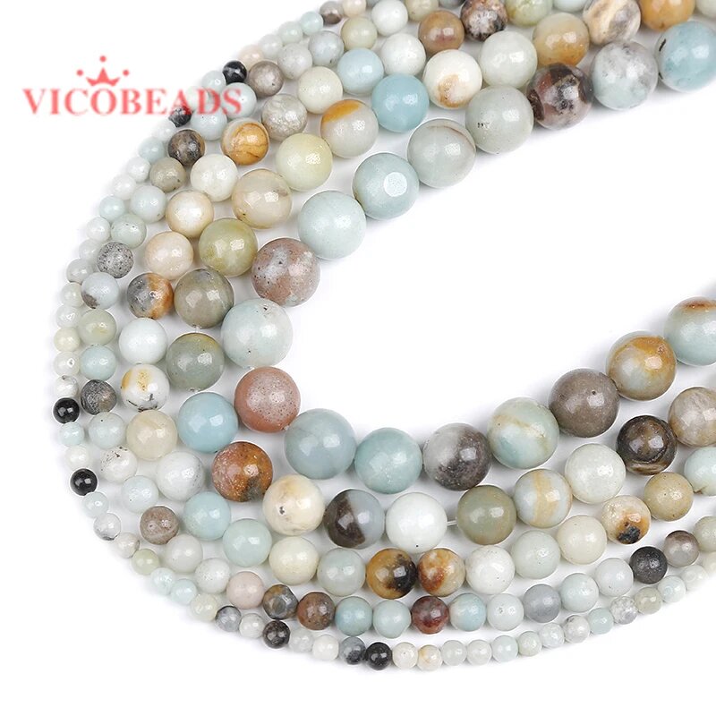 Сердолик бусины Verkadebeads 4-12 мм 8mm about 46pcs, Mixed Amazonite