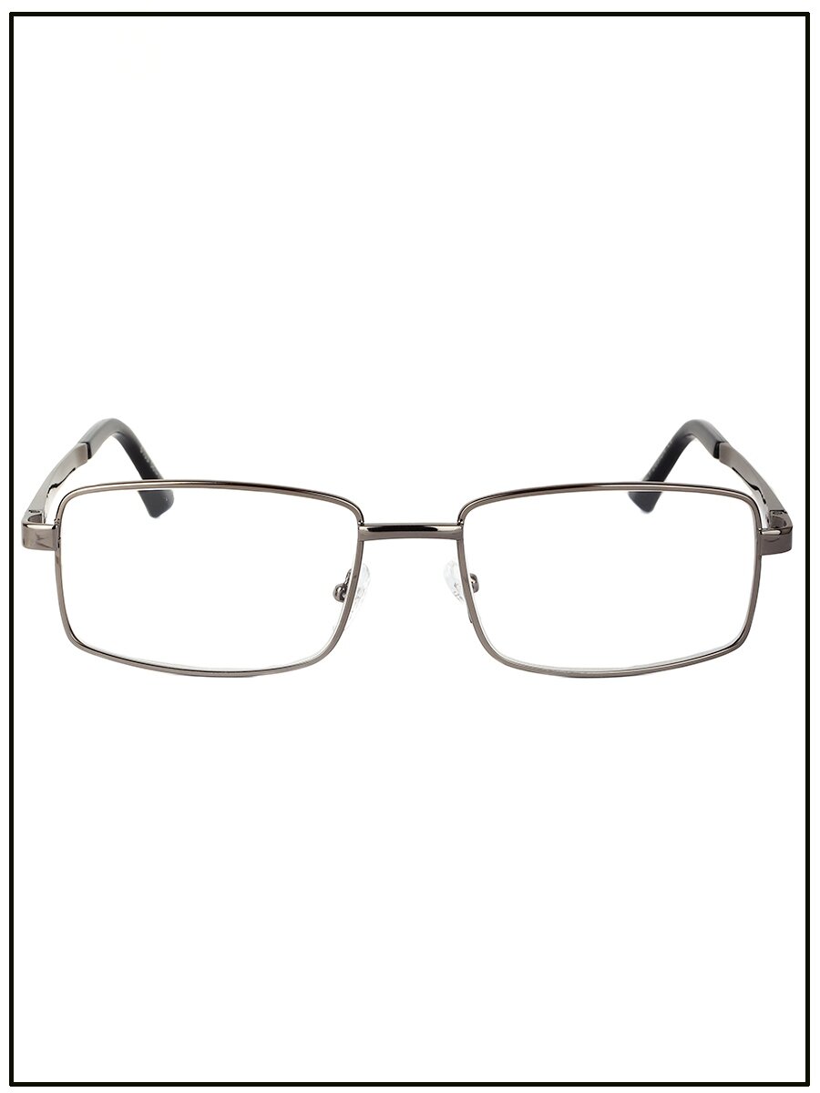 Готовые очки для чтения серые с диоптриями +5.00 футляр, форма прямоугольные, металлические, мужские