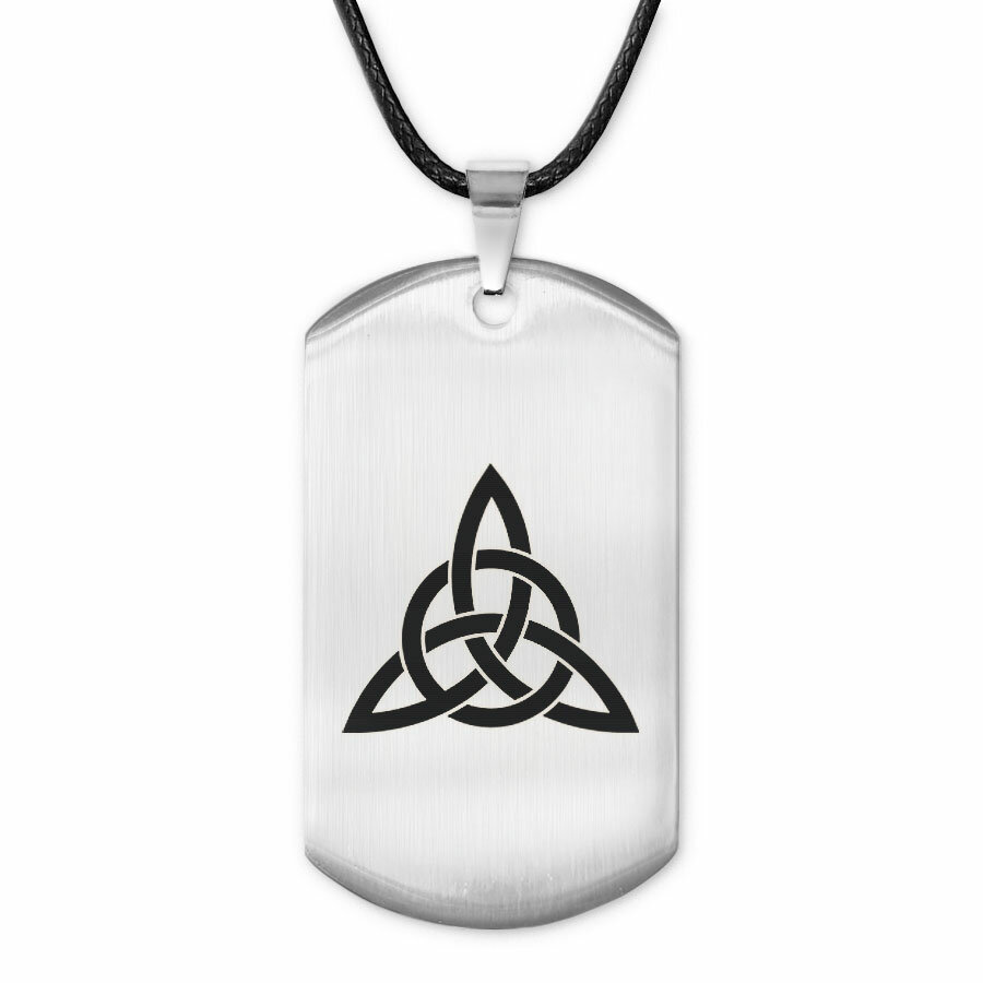 Амулет-жетон трикветр (нержавеющая сталь, на шнурке, размер 50*28 мм.), 1 шт.