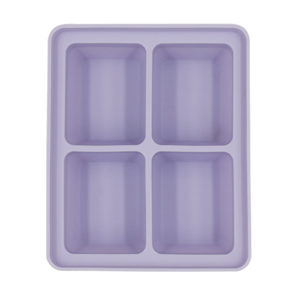 Силиконовая форма для кубиков льда Morandi color ice grid с крышкой-Фиолетовый-четыре сетки
