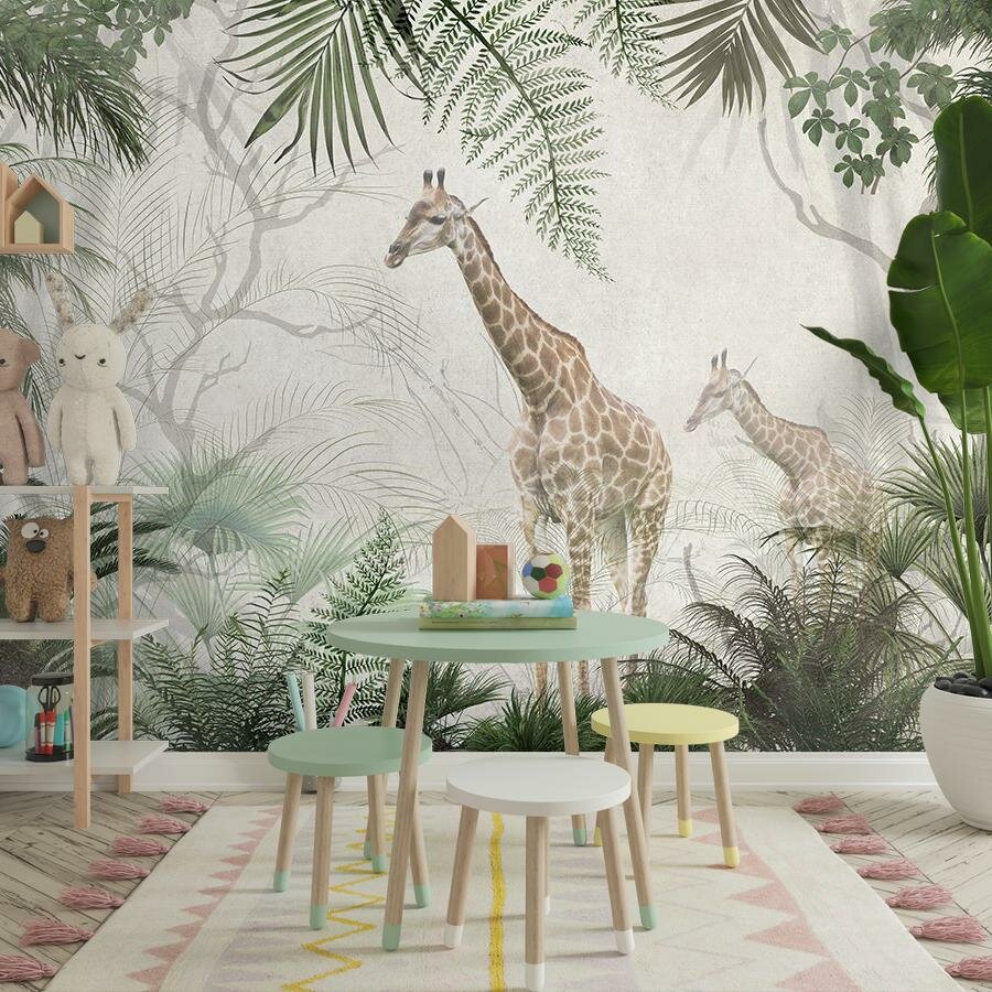 Фотообои в детскую жирафы 12-1592-S-Флекс 270 x 200 см (ВхШ) Бесшовные, флизелиновые, влагостойкие обои MasterFresok