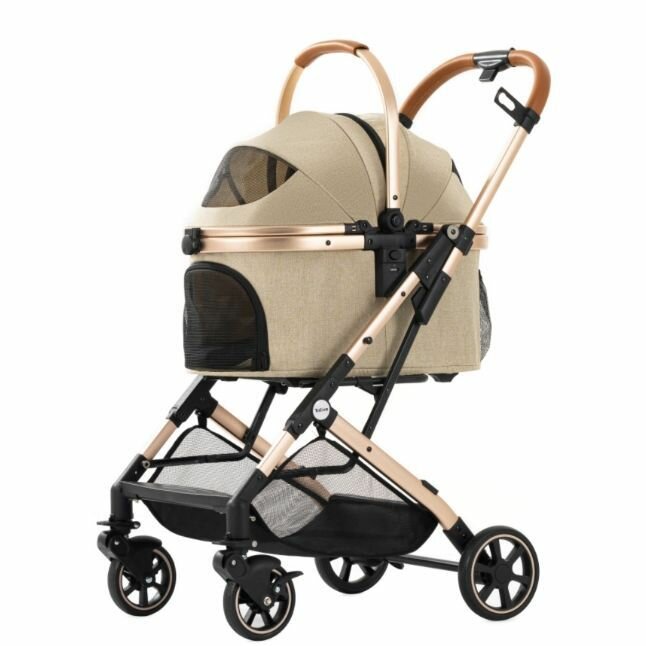 Санки-коляска прогулочная для собак и кошек KENYONE 3 IN 1, для мелких и средних пород (до 35 кг), складной, съемный, Хаки