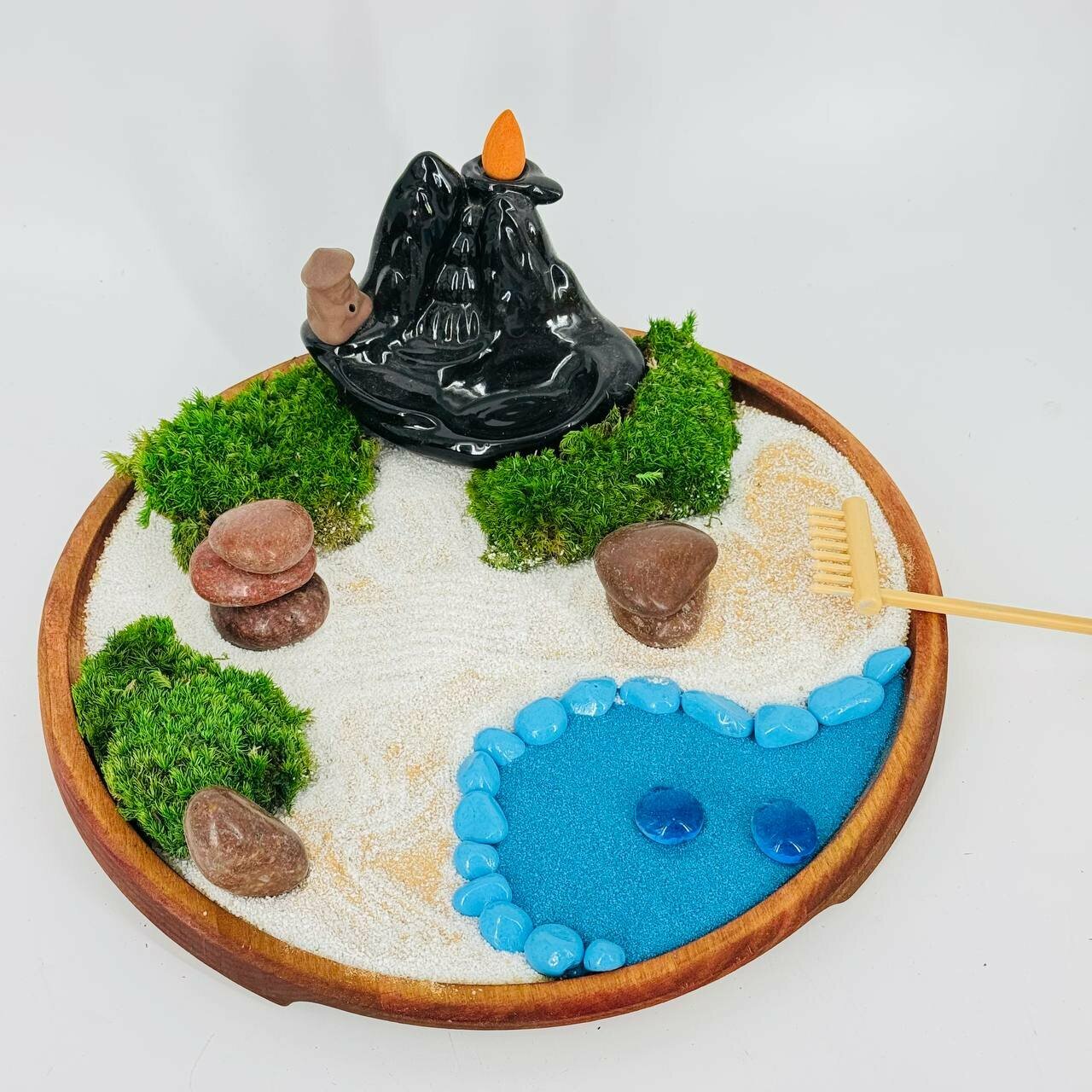 Настольный Дзен сад камней с подставкой для благовоний стелющийся дым