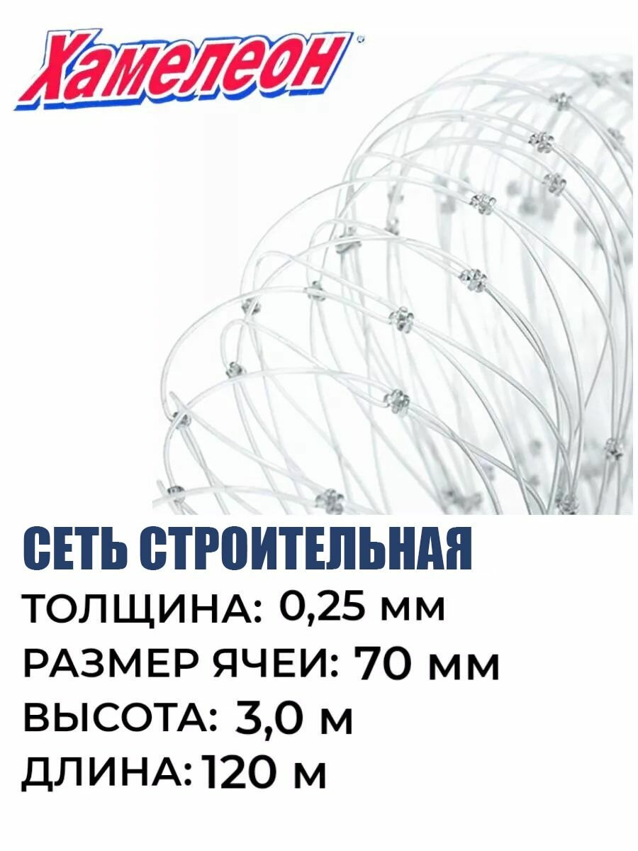 Сетка строительная Momoi Fishing Хамелеон леска, толщина 0,25 мм, ячея 70 мм, высота 3,0 м кукла