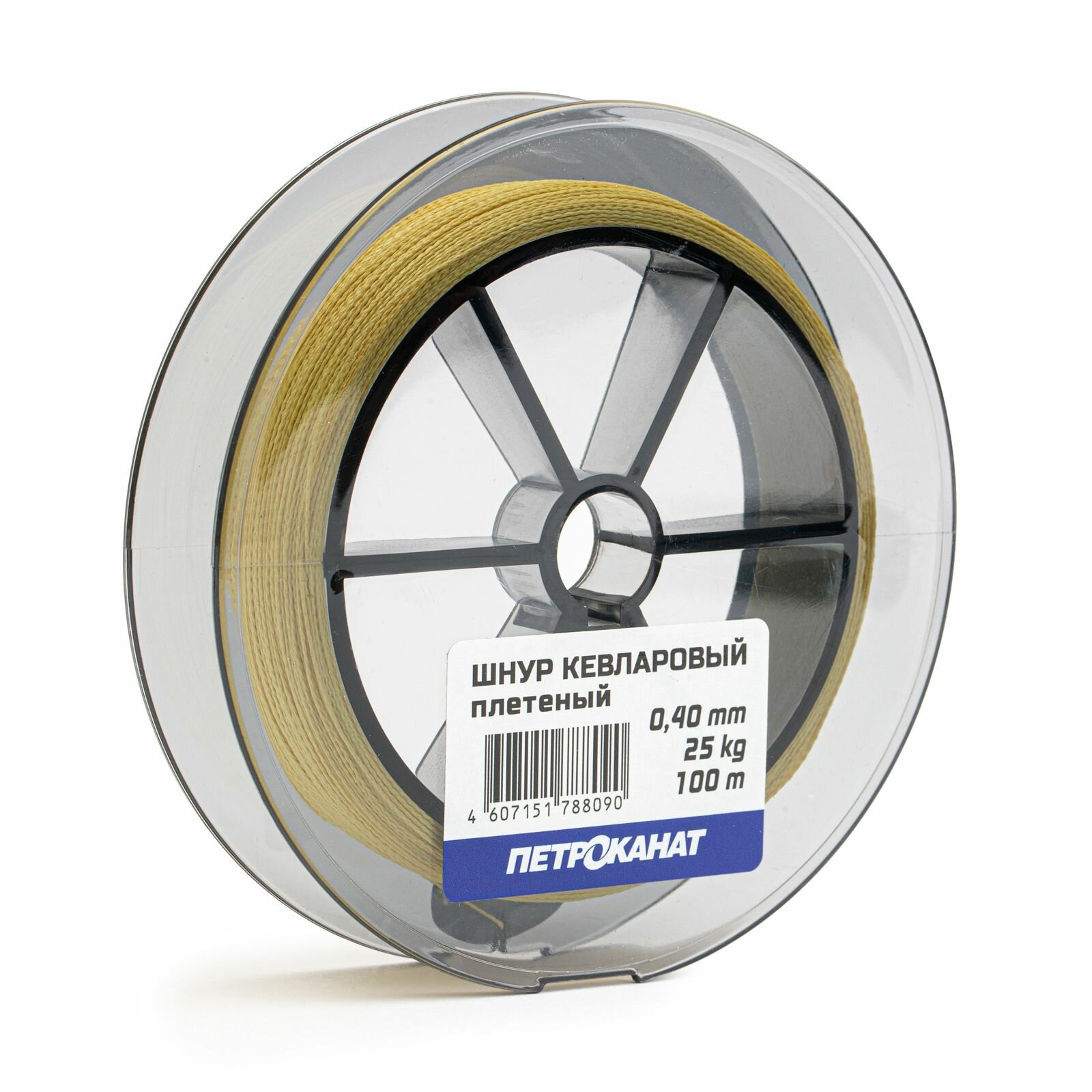 Плетеный шнур кевларовый Х8, толщина 0.40 мм, тест 25 кг, длина 100 м, желтый