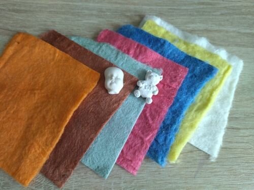 Вата льняная, 100% лен, набор: 7 отрезов + 1 личико + 1 миниатюра, размер отрезов ваты 10 см * 11 см, для ватной игрушки, куклы