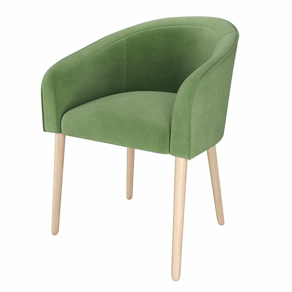 Стул-кресло мягкий ANGELICA, тон натуральное дерево зеленый MUCHIO 15