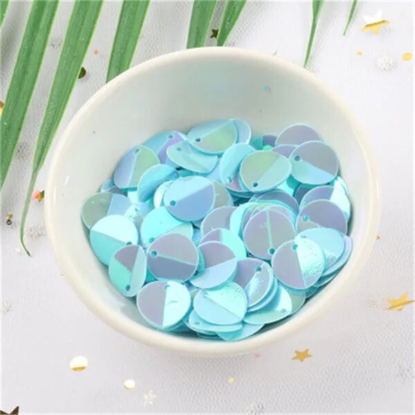 Пайетки AB pale blue 12 мм, 10 г