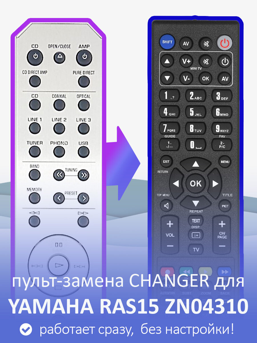 Пульт-замена для YAMAHA RAS15 ZN04310
