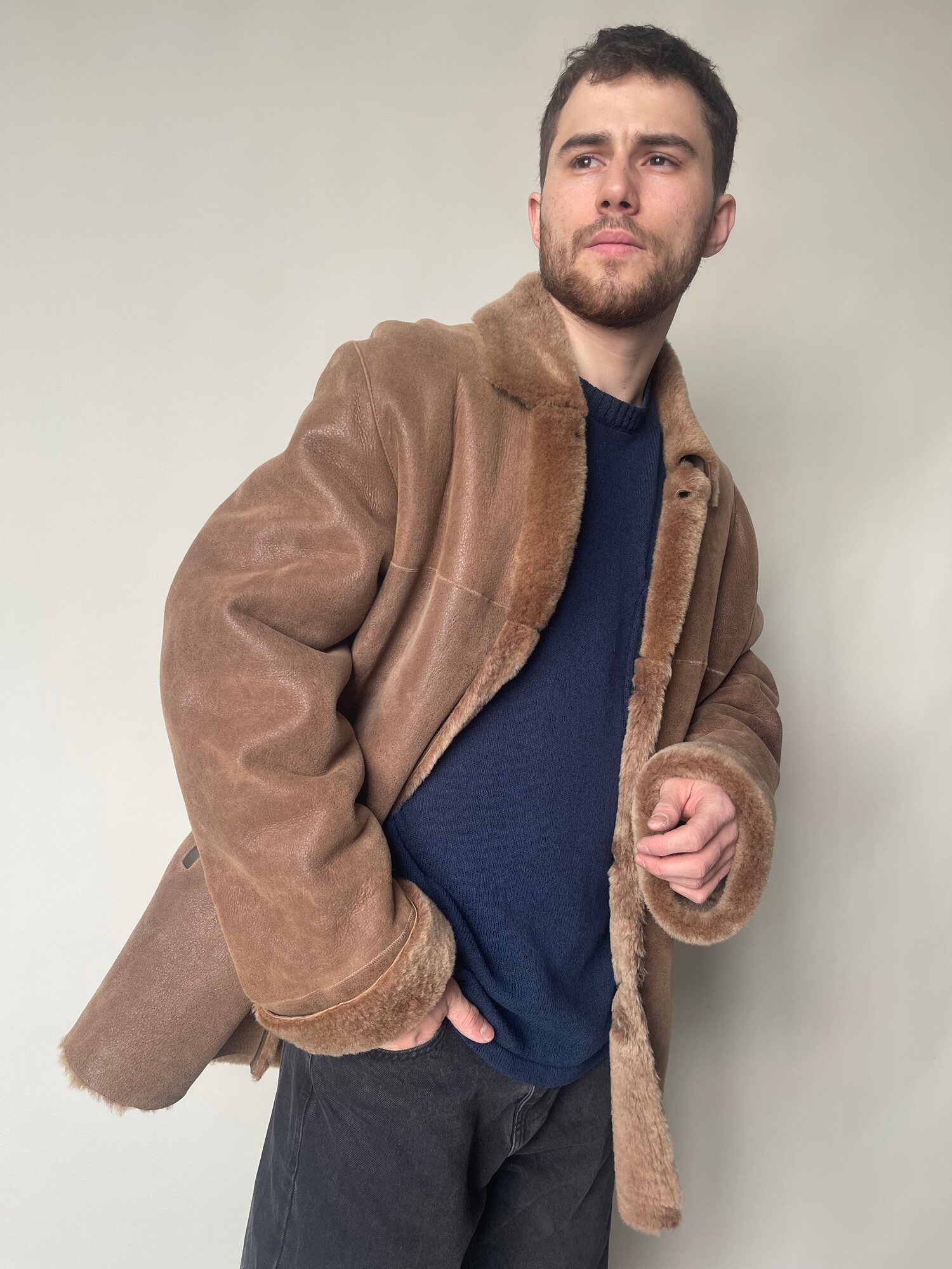 Дубленка мужская натуральная тм METRO (Турция) дл.80 см р.52-54 /11809/