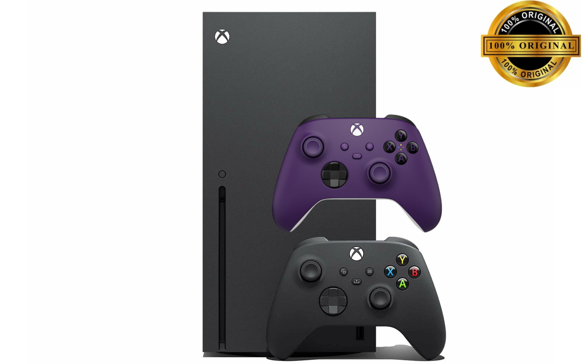 Игровая приставка Microsoft Xbox Series X, SSD, 1ТБ, встроенная память 1000ГБ, без игр, два геймпада (черный и фиолетовый)