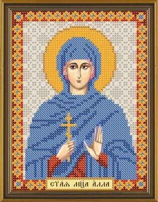 Канва Нова Слобода "Святая мученица Алла Готфская", ткань с рисунком, 13х17 см (БИС 5102)