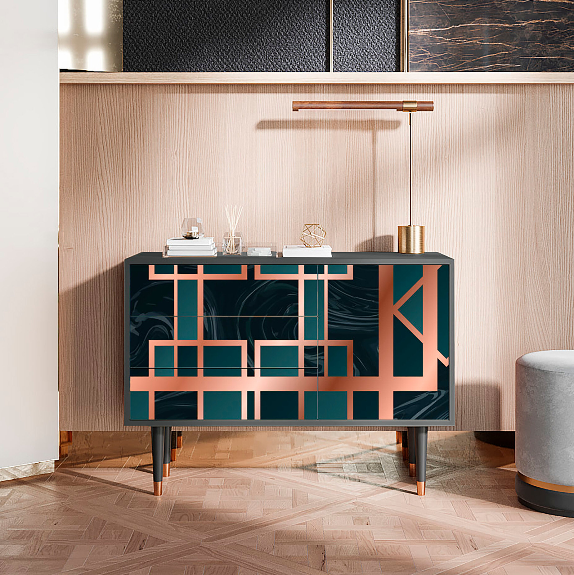 Комод - STORYZ - S3 Emerald Metro, Размер - 115 x 84 x 41 см, Цвет корпуса - , Антрацит