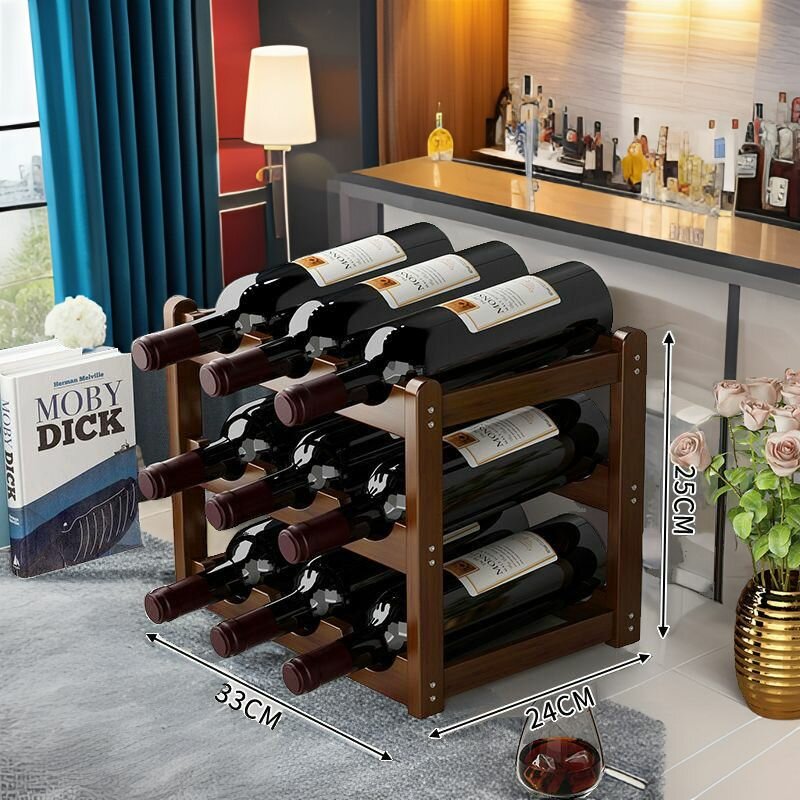 Стильный стеллаж для эстетичного винного хранения на 9 бутылок (три полки)