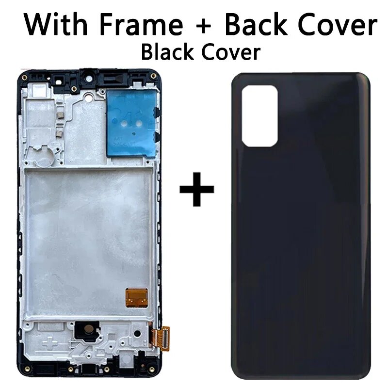 Дисплей Super AMOLED A41 LCD с датчиком отпечатков пальцев для Samsung A41 A415 Black With Frame