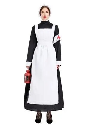 Женский исторический костюм медсестры Викторианской эпохи М, черный