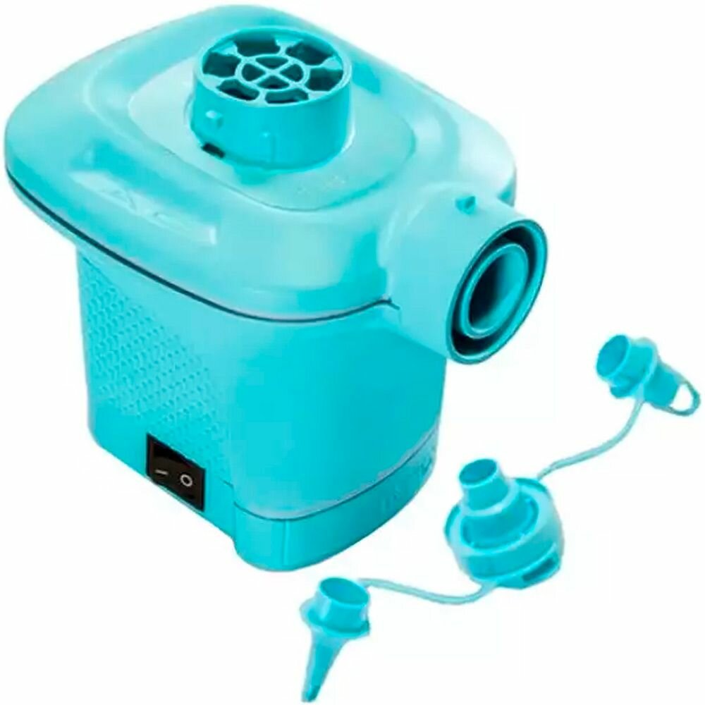 Электрический насос для накачивания надувки, 3 насадки, вес 4,0 кг, воздушный насос для накачки надувного матраса, бассейна и других пвх изделий, питание от сети 220В/12В