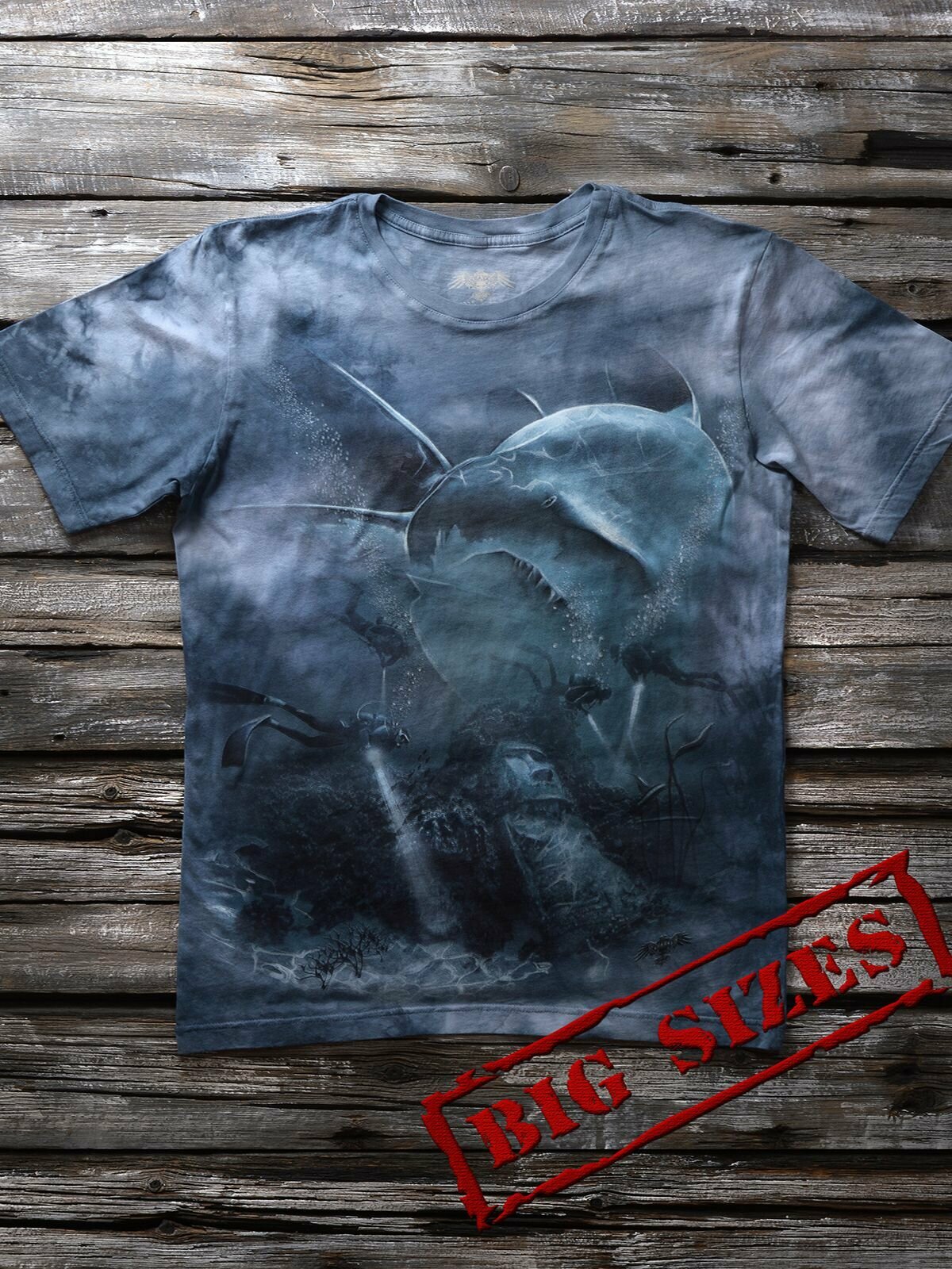 Футболка большого размера "АКУЛА АКВАЛАНГИСТЫ"