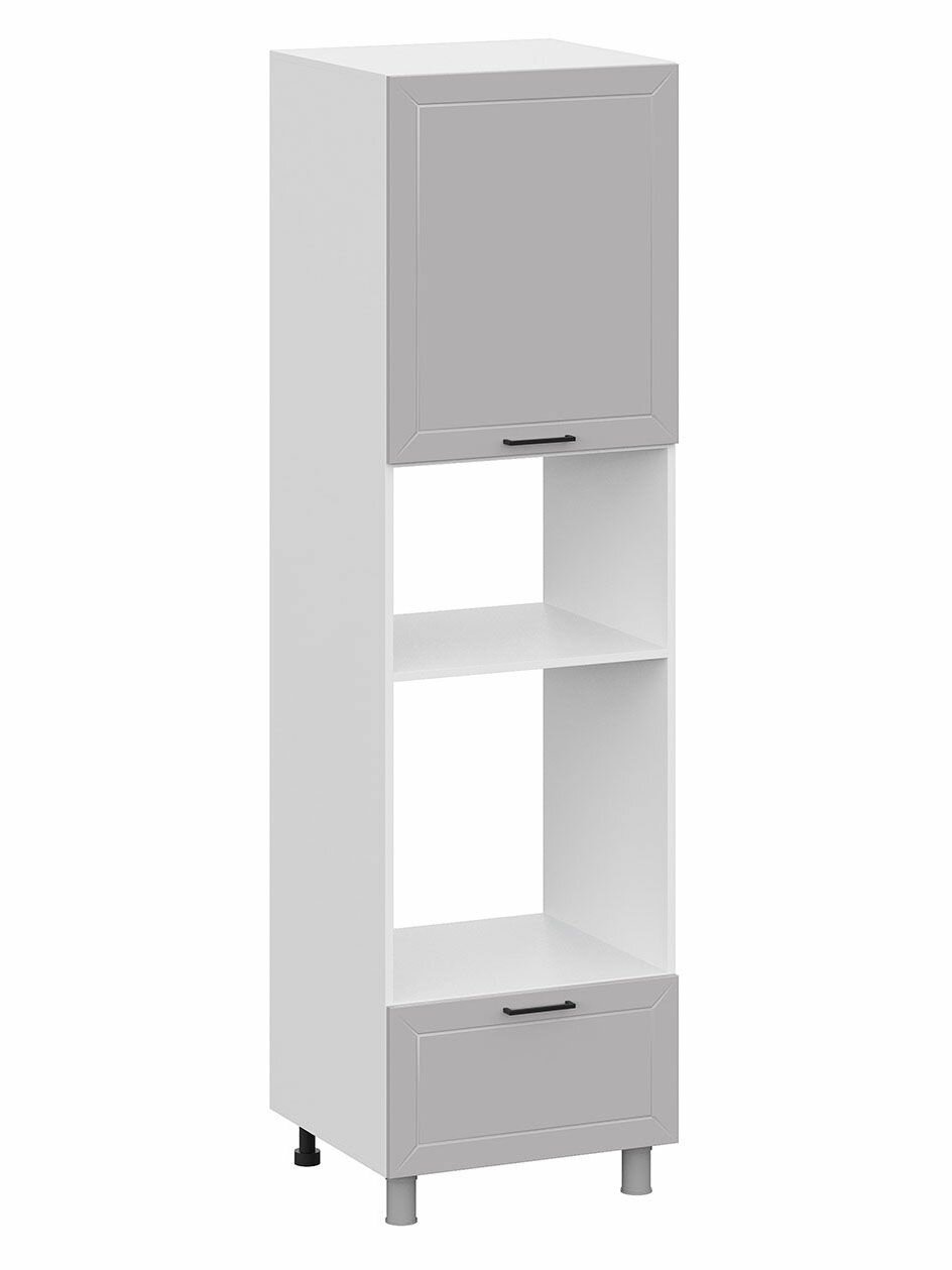 Кухонный модуль напольный, шкаф-пенал под духовку Сектор с полками, с ящиками, с доводчиками, 60х56.2х214 см, Белый / Нео
