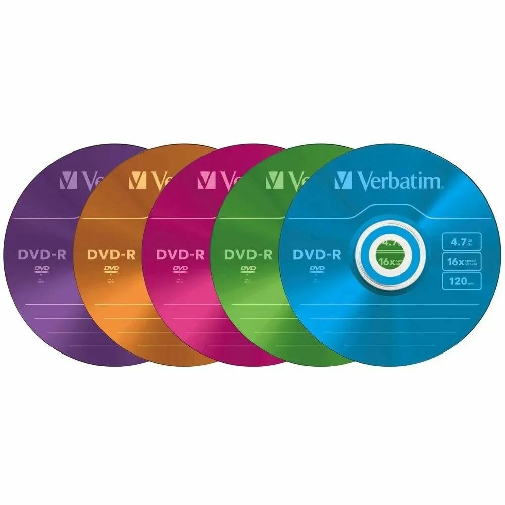 Verbatim DVD-R 4.7 ГБ 16X AZO цветной, 1 шт, Slim Case