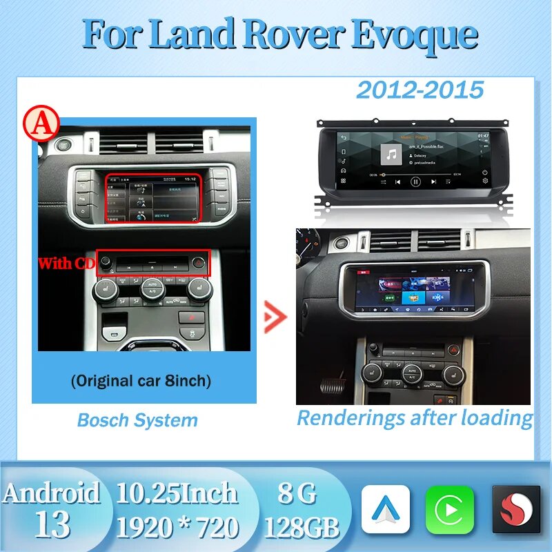 10,25 "для Range Rover Evoque L538 Carplay Android 13, мультимедийный плеер, GPS-радио, Bosch Harman, оригинальное автомобильное OEM-меню