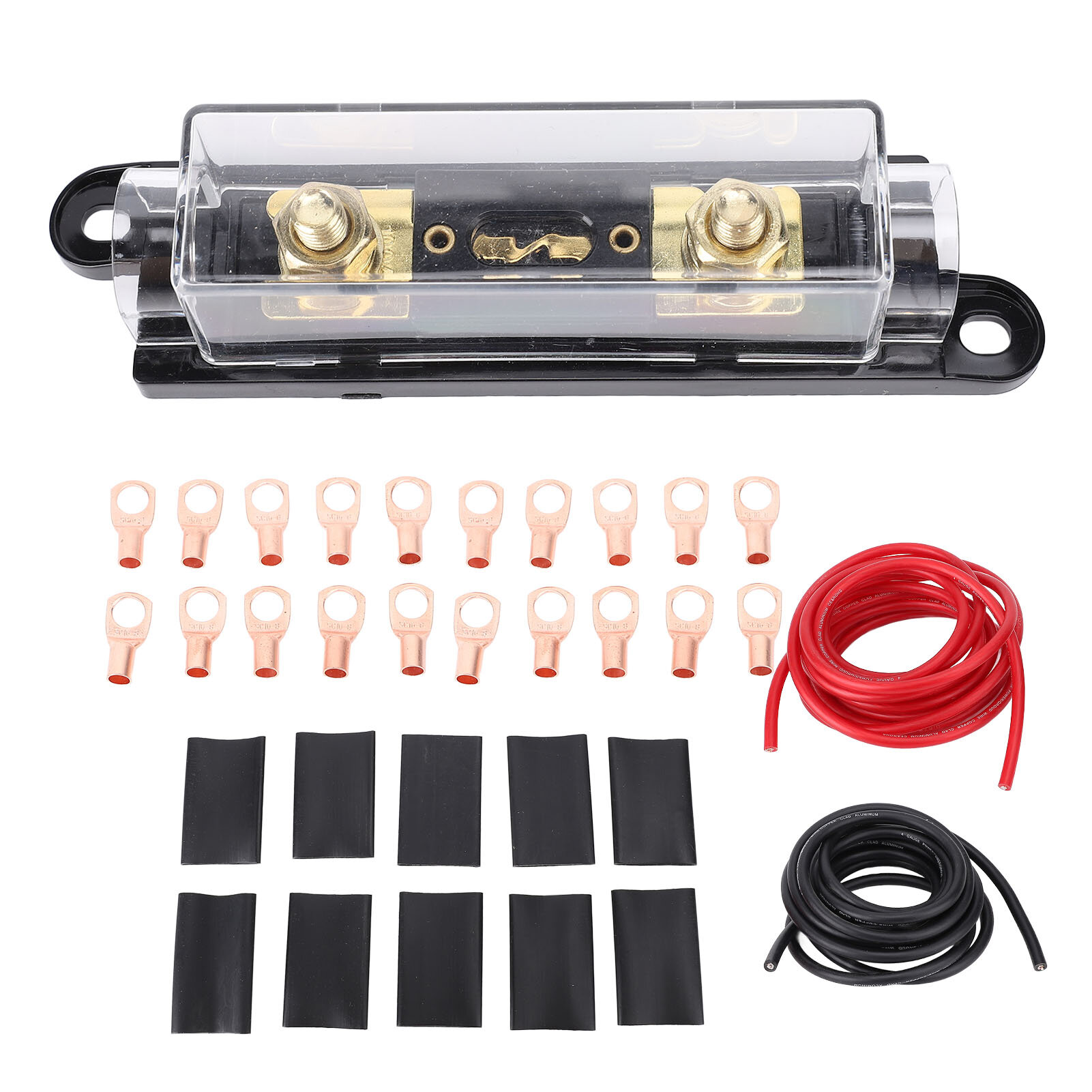 Кабель заземления с медным покрытием и алюминиевым корпусом, провод 4AWG, 6 метров, 6 метров, обеспечивает стабильную передачу сигнала, и оснащен блоком предохранителей на 150 А для автомобилей, автодомов и прицепов.