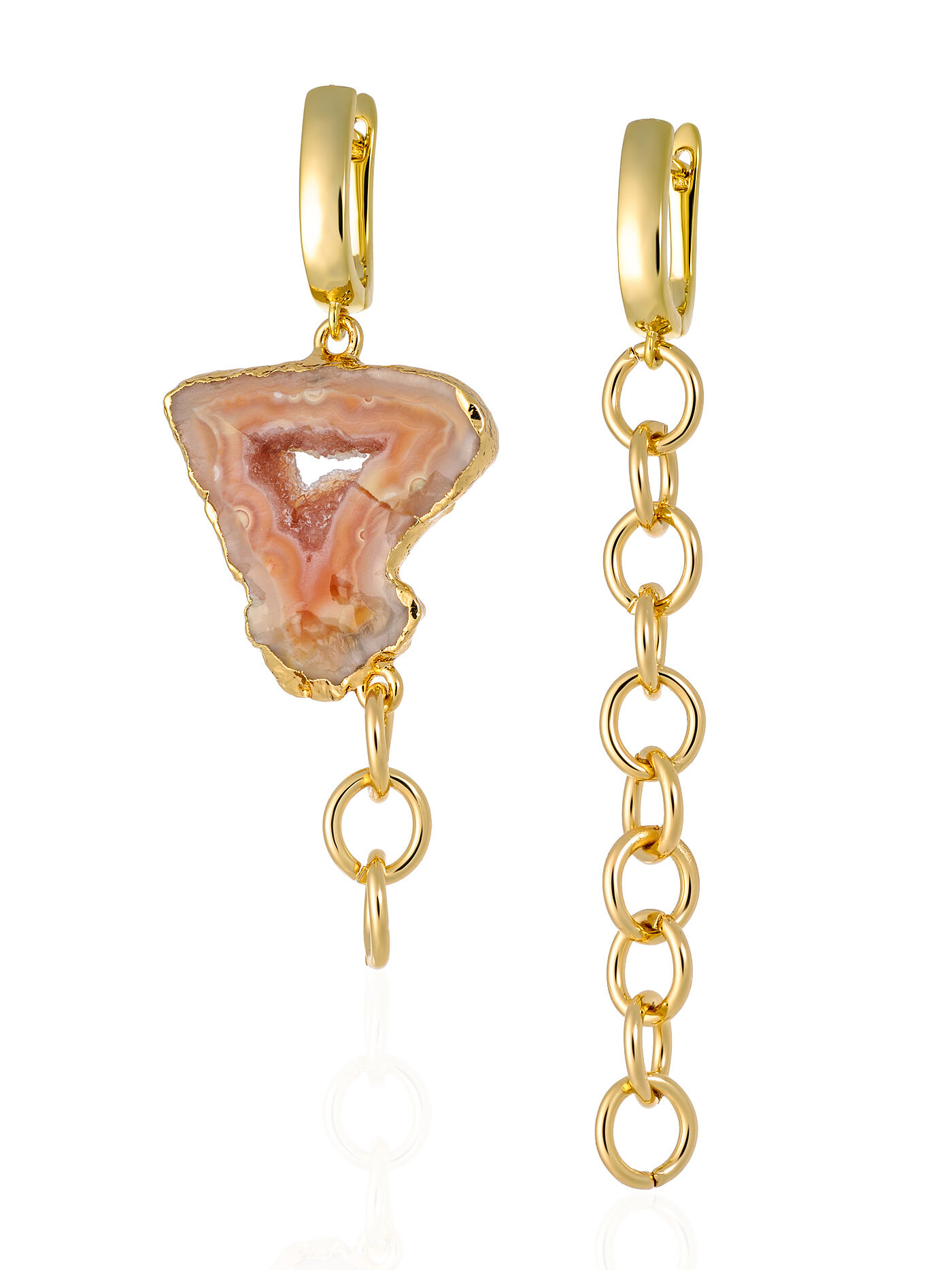 Серьги непарные, агат