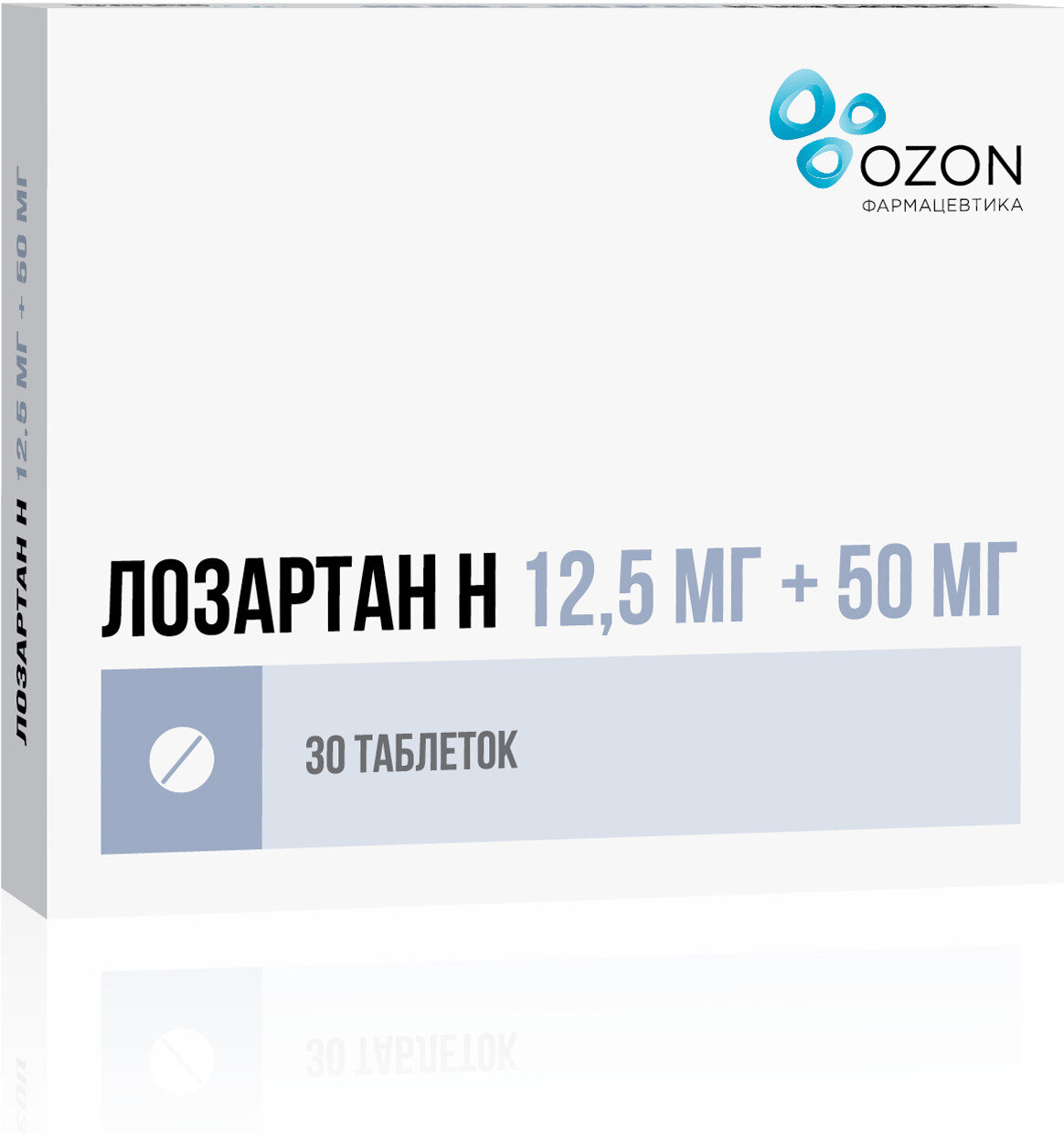 Лозартан Н, таблетки 12,5 мг + 50 мг, 30 шт.