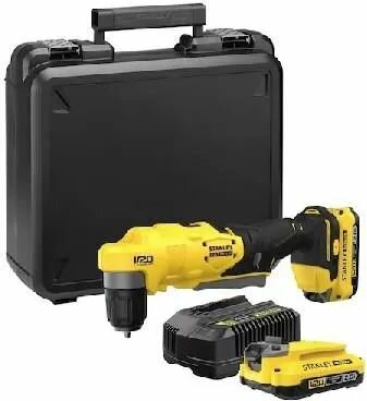 Аккумуляторная угловая дрель Stanley FatMax V20 SFMCD750D2K, 2 x 18V/2.0Ah
