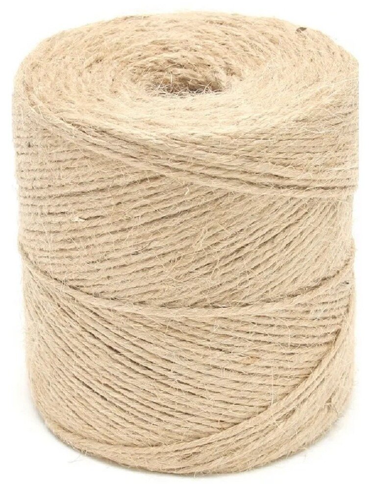 Шпагат МДС для хозяйственно-бытовых целей и упаковочных работ, джутовый, коричневый, диаметр 1.2мм, 200м / веревка