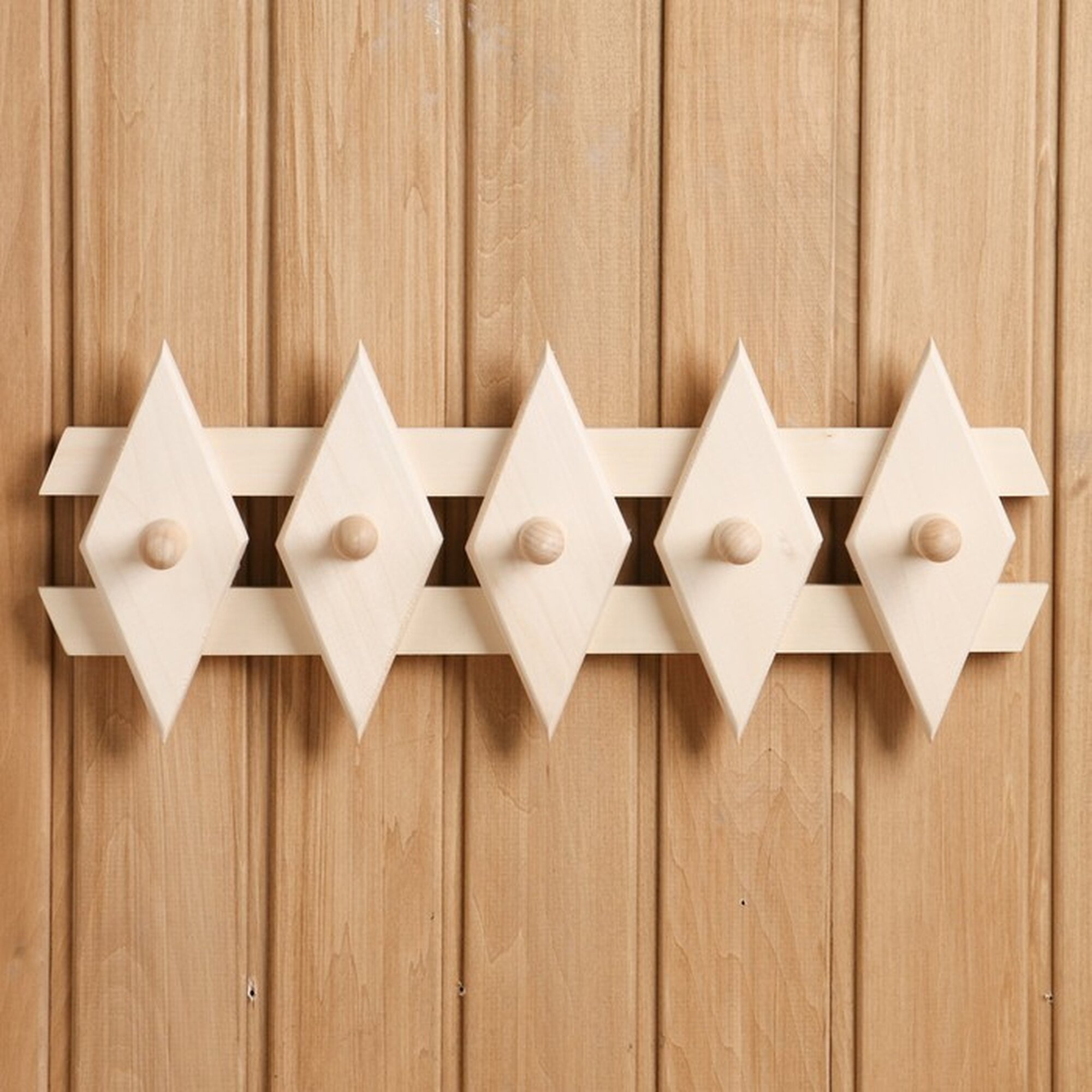 Вешалка для бани и сауны Добропаровъ «Ромбик», липа, 45×18×9 см, 5 крючков