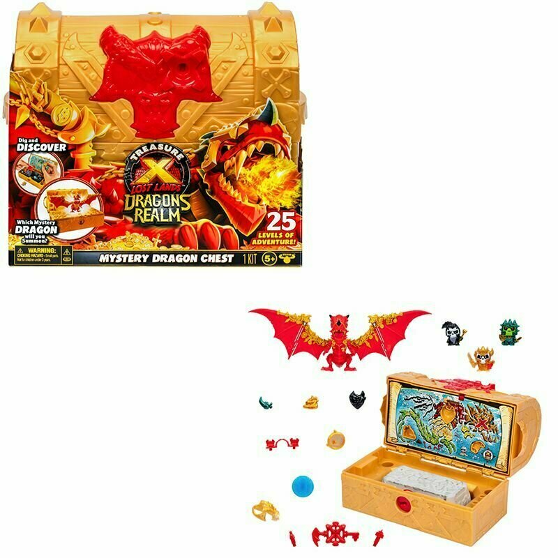 Moose Treasure X Lost Lands Dragons Realm Mystery Dragon Chest / Детская игрушка-сюрприз "таинственный сундук с сокровищами", состоящая из 25 уровней и аксессуаров для решения головоломок