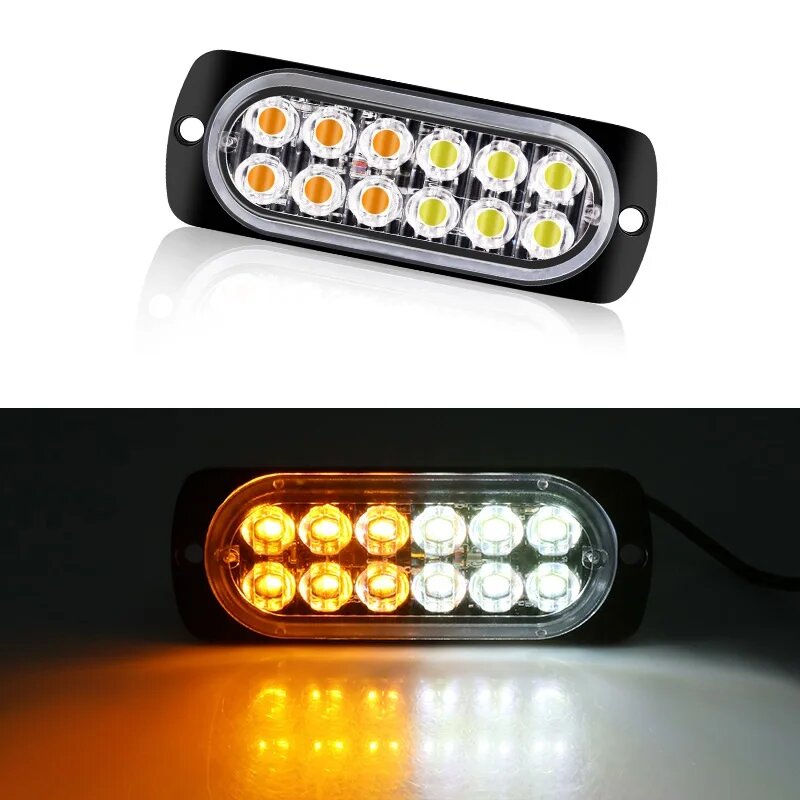 12 светодиодных стробоскопов, боковая сигнальная лампа 12 В-24 В, проблесковый yellow white color