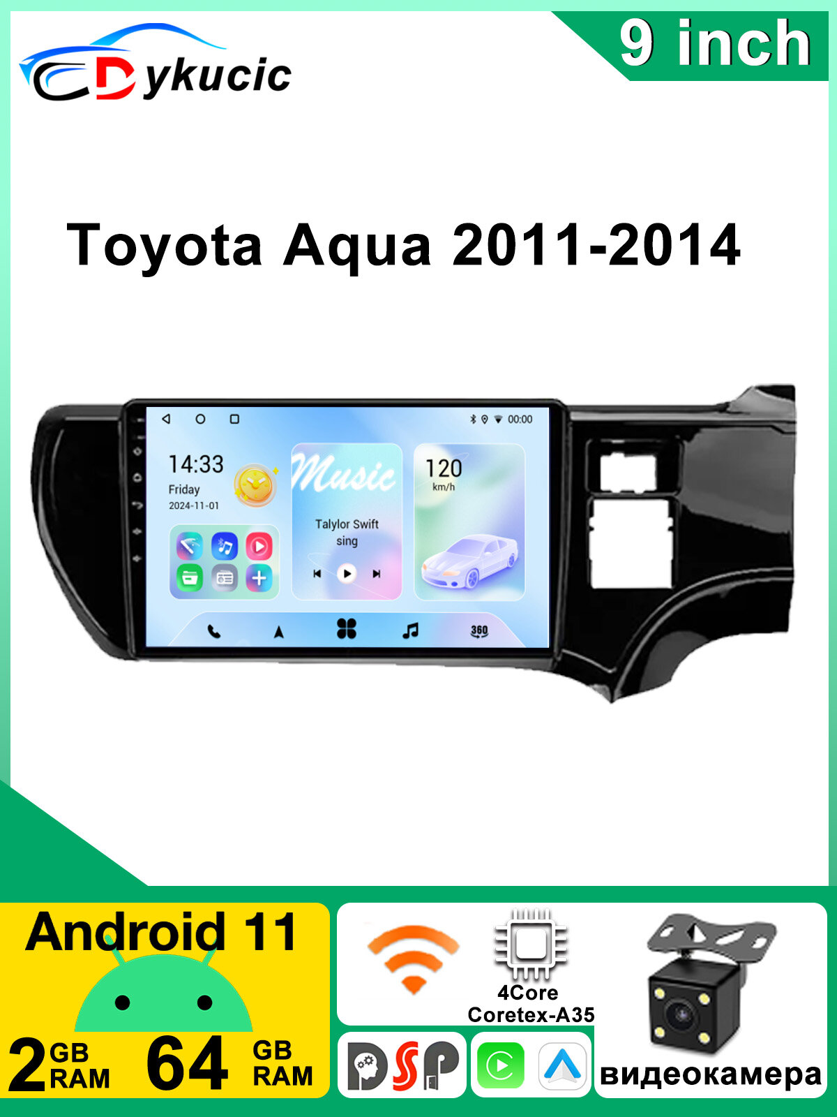 Штатная магнитола для Toyota Aqua 2011-2014 на Android автозвук