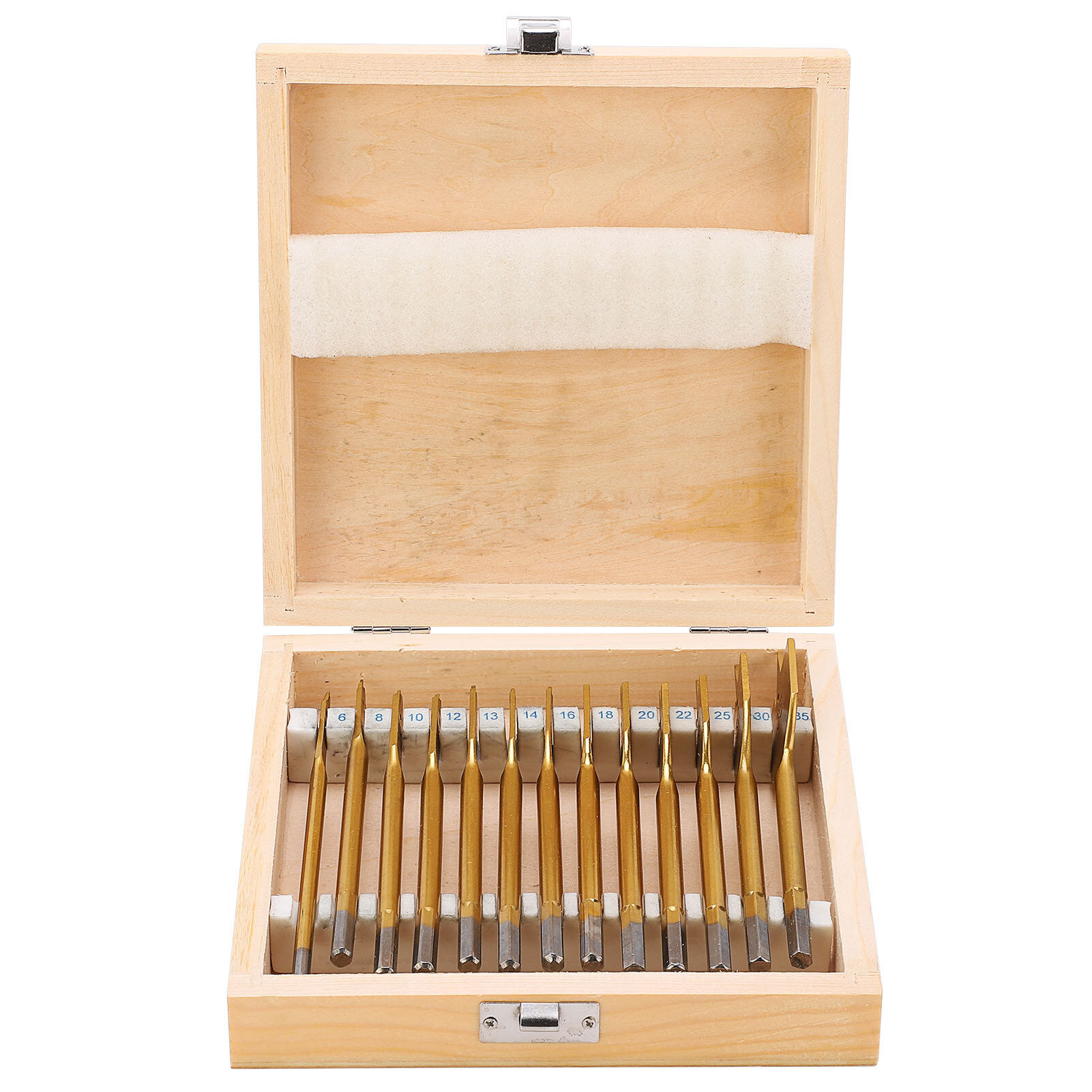 Набор из 13 плоских сверл с шестигранным хвостовиком 1/4 дюйма из высокоуглеродистой стали для электрических и ручных дрелей.