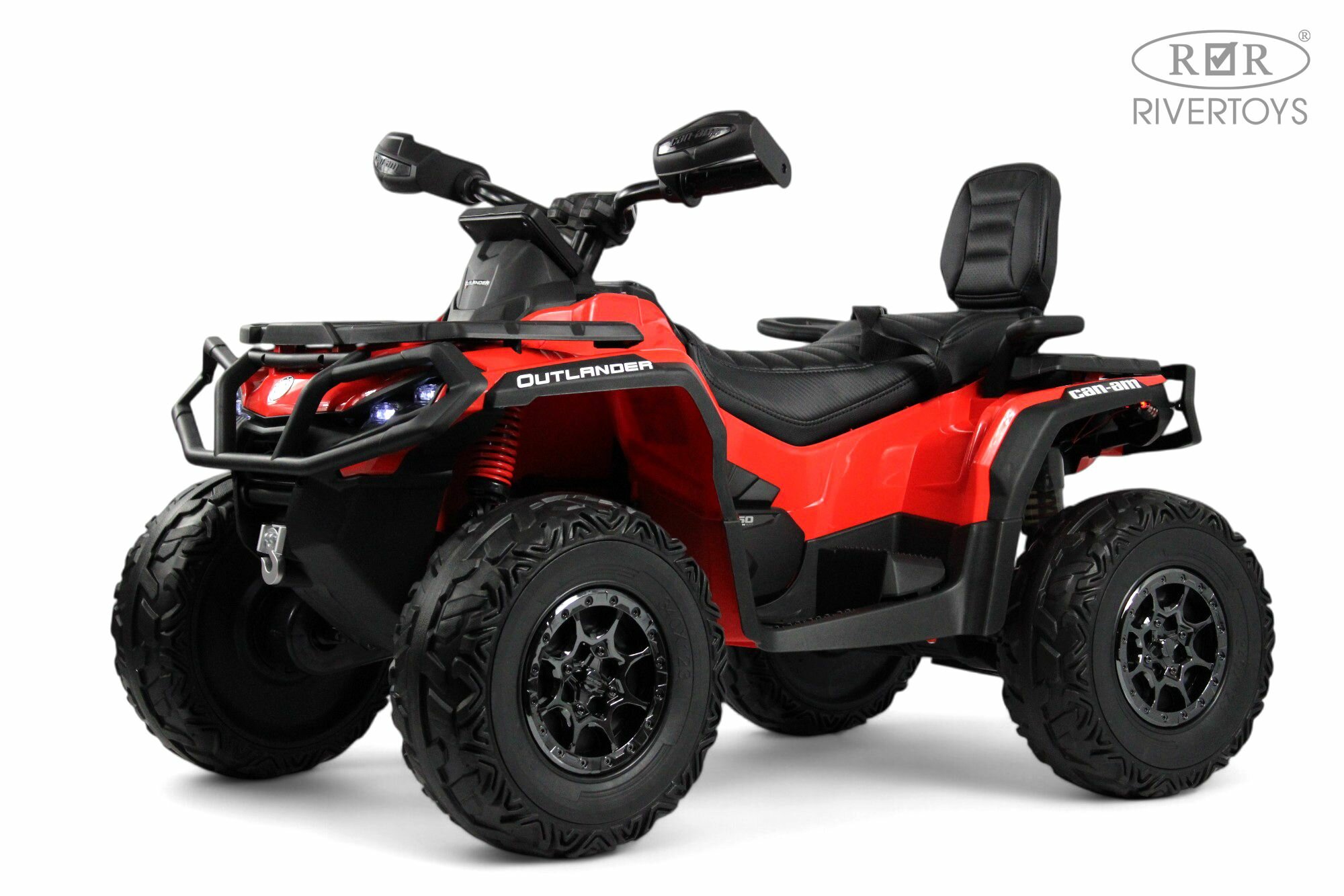 Детский электроквадроцикл RiverToys BRP Can-Am Outlander (Y888YY) с дистанционным управлением, двухместный красный